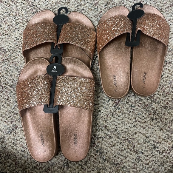 Shoes | Rose Gold Glitter Slides | Poshmark